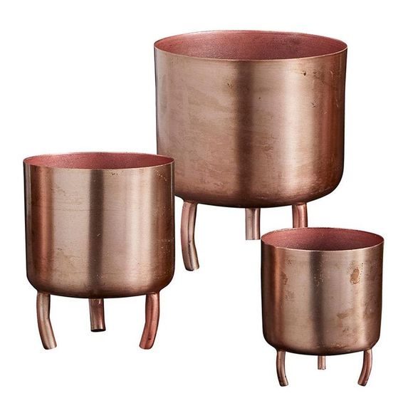 47th & Main | Accents | Setof 3 Small Rose Gold Pots Metal Pots Planter ...